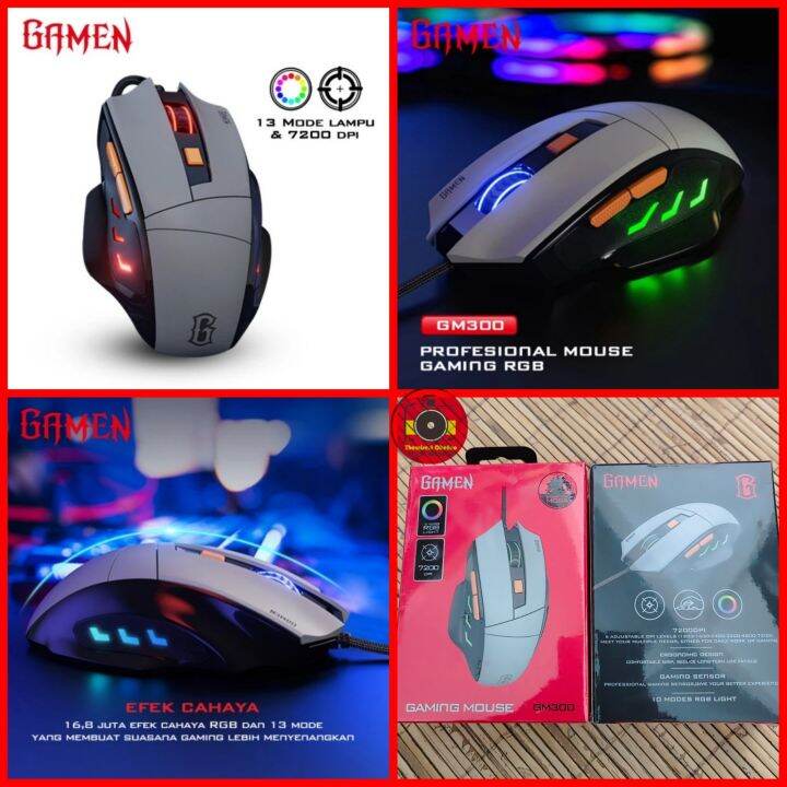 Gamen GM300 Mouse Gaming Gamer 7200Dpi wired with RGB | Lazada Indonesia
