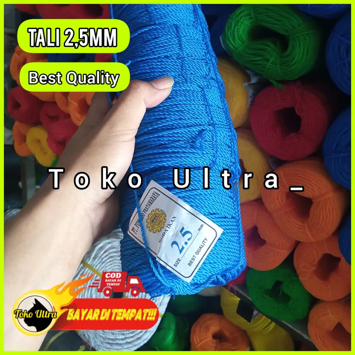 TALI 2,5MM (1 ROLL) TALI RIS JARING / TALI WARNA WARNI / TALI PLASTIK KECIL / TAMPAR 2,5MM ...