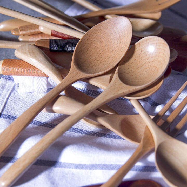 Hefeng Four Seasons Solid Wood Spoon Long Wooden Spoon Handmade Small Wooden Spoon Honey Spoon ...