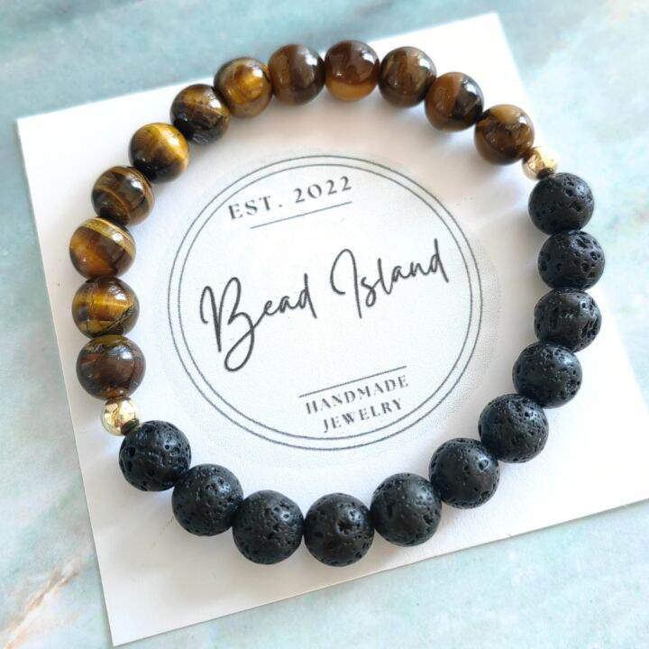 Tiger Eye and Lava with 10k Gold balls | Natural Quality Gemstones ...