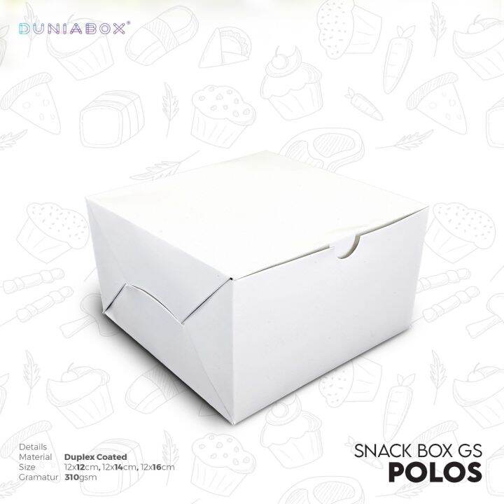isi 50 dus snack box putih polos laminasi uk 12x12 | Lazada Indonesia