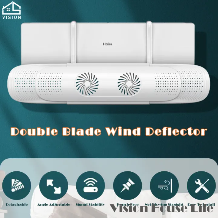 Vision Retractable Air-conditioning Blade Free Installation Wind Deflector Double Fan Anti ...