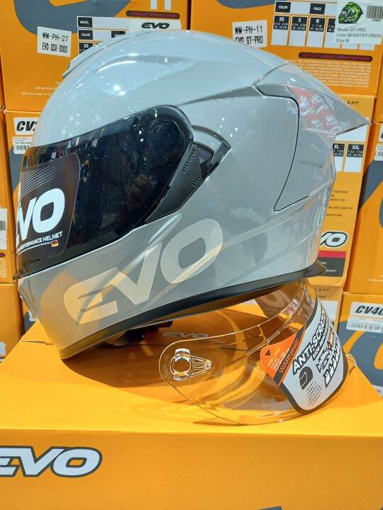 EVO HELMETS GT-PRO COOL GRAY AND NAVY BLUE FULL FACE DUAL VISOR WITH ...
