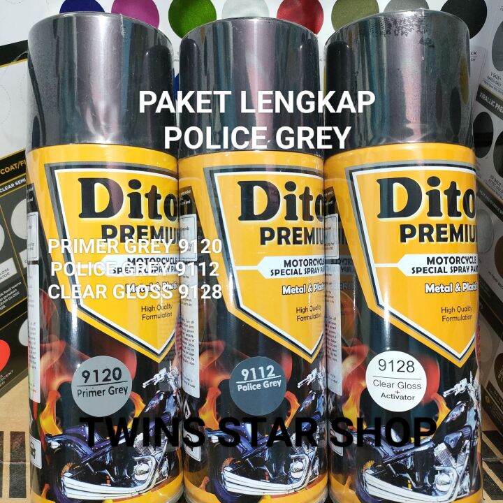 Pilok Paket Lengkap Cat Diton Premium Primer Grey 9120 Police Grey 9112 ...
