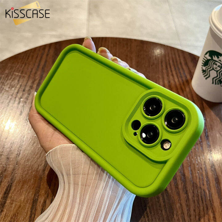 Kisscase เคสโทรศัพท์ไอโฟน15 Promax เคสแฟชั่นสไตล์เรียบง่ายสีทึบกรอบ