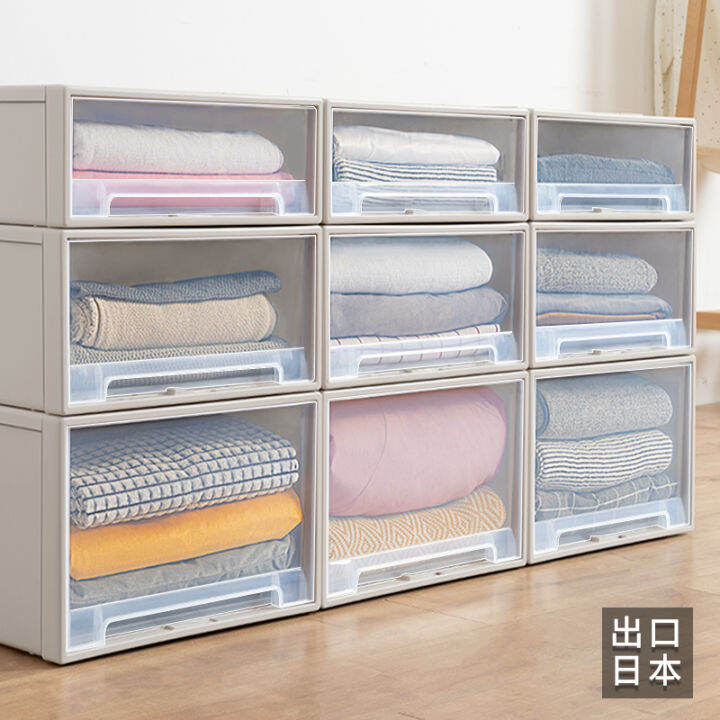 Clothes Storage Box Plastic Transparent Wardrobe Storage Box Clothing ...