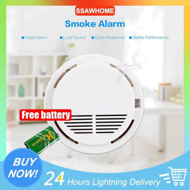 【Free Battery】Smoke Alarm Photoelectric Sensitive Sensor Fire Alarm ...