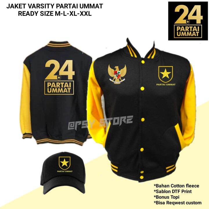 JAKET PARTAI UMMAT-JAKET MODEL BASEBAL VARSITY FULL SABLON FREE TOPI ...