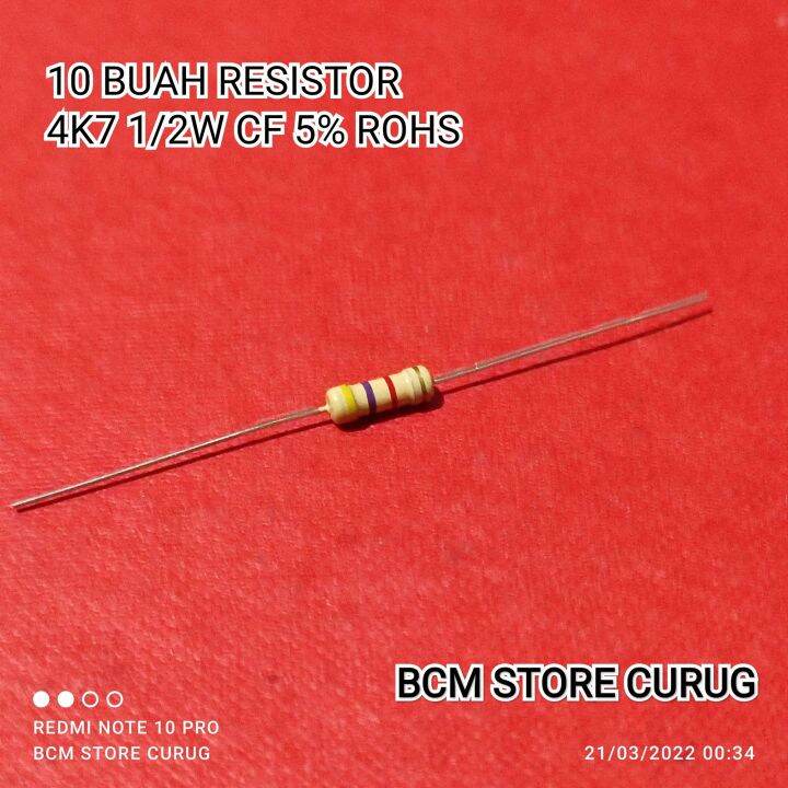 10 BUAH RESISTOR 4K7 1/2W CF 5% ROHS | Lazada Indonesia