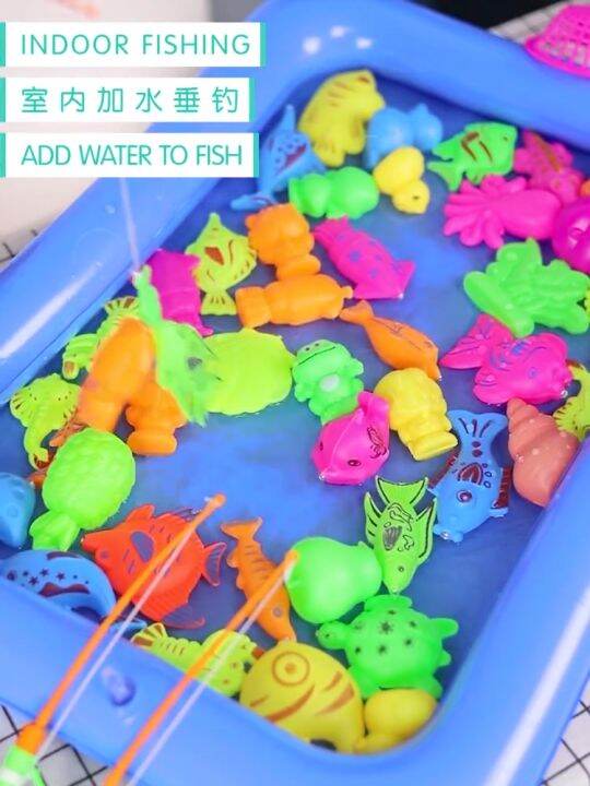 Ekana 40PCS Children Fishing Toys Magnetic Fishing Game Rod Fish Hook ...