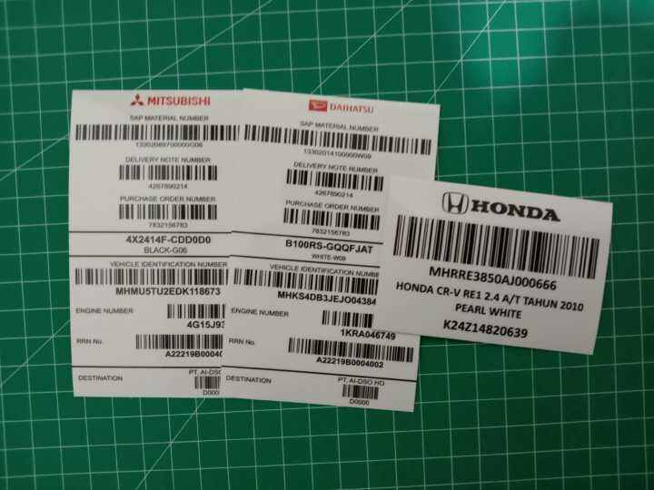 Sticker barcode Toyota / Suzuki / Daihatsu / Honda / Mitsubishi ...