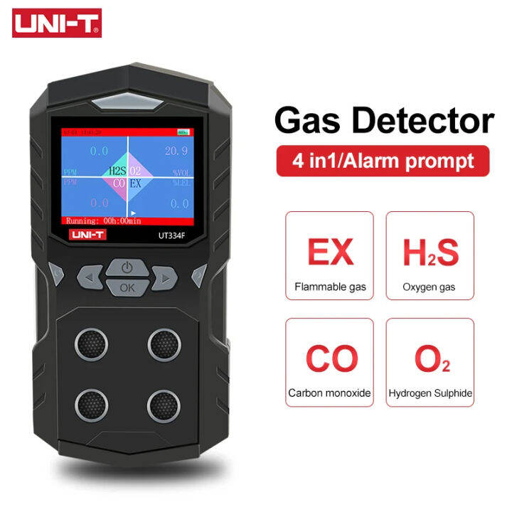 UNI-T 4-in-1 Gas Detector UT334F Gas Monitor Multiple Indicator ...