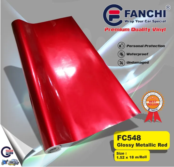 Sticker Skotlet GLOSSY METTALIC CANDY warna MERAH 152cm x 18m merk ...