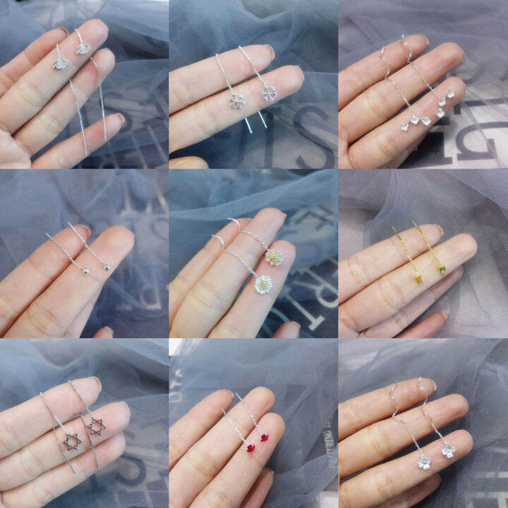 ต่างหูแบบใหม่ปี2022เอิร์นเทรนต์ต่างหูแบบห้อยสำหรับผู้หญิงดูดี S925เข็มเงินต่างหูห่วงโซ่หน้ากลม ...