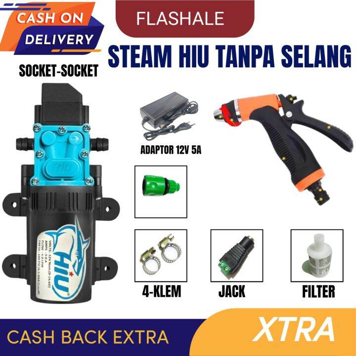 Alat cuci motor portable Pompa Dc Hiu 12v 100Psi 5Lpm Tanpa Selang Gun ...