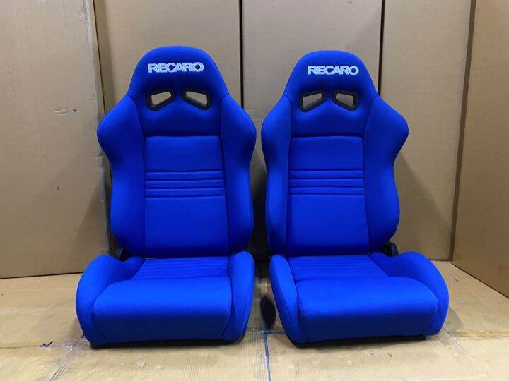เบาะแต่ง RECARO ทรง SR หูแยก งานผ้าสีน้ำเงิน หลังผ้า ปรับเอนนอนได้ ...