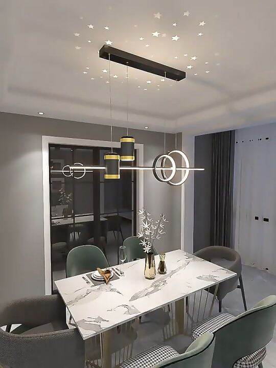 Lampu Gantung Ruang Makan Lampu Gantung Hias Lampu Gantung Proyektor Bintang Minimalis Panjang ...