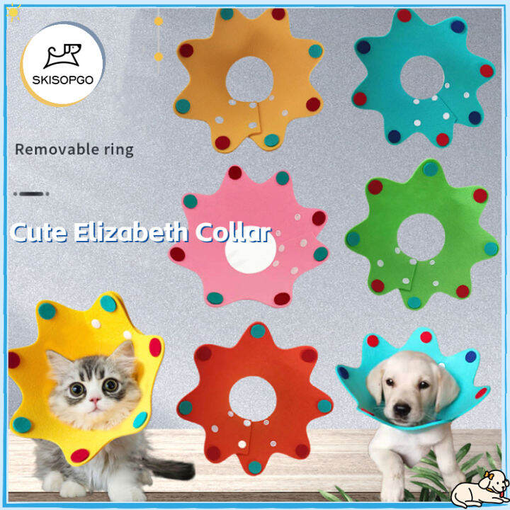 SKISOPGO Pet Elizabeth Collar Cute Cartoon Cats Dogs Protective Collars ...