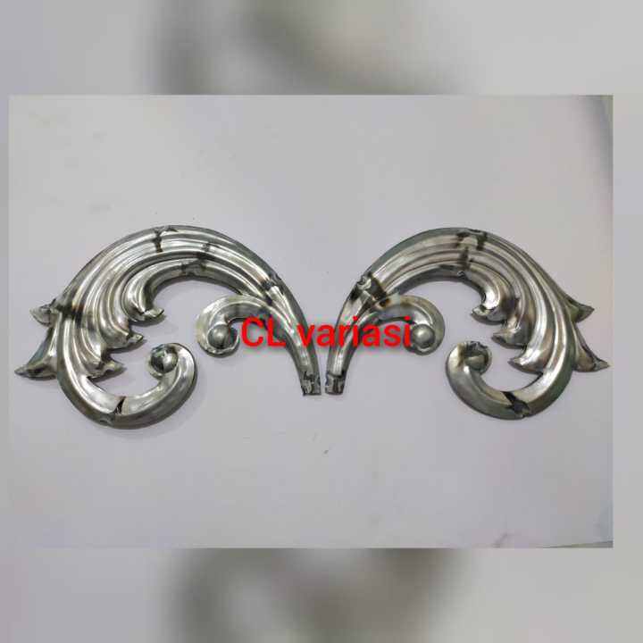 daun lengkung plat besi 2muka 33x23cm ornamen pagar besi roda engsel ...