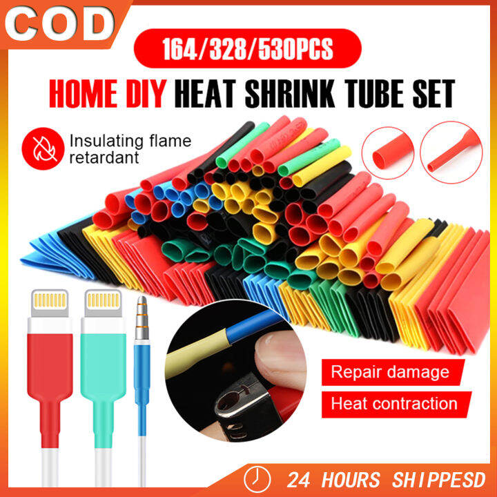 530/328/164 pcs Insulation Heat Shrink Tube Assortment Wrap Wire Cable Kit Shrink Pipe Shrink ...
