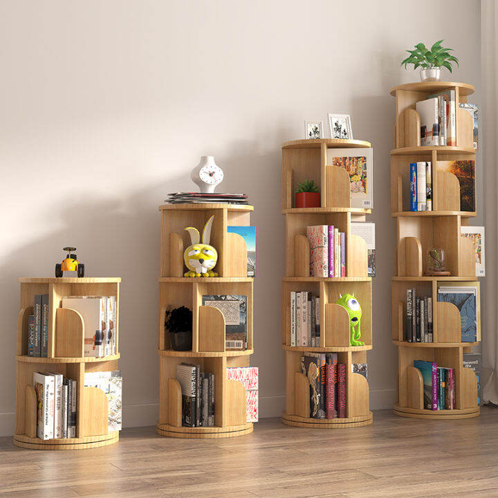 Rotating Bookshelf 360 Degrees Bookcase Home Living Room All Solid Wood ...
