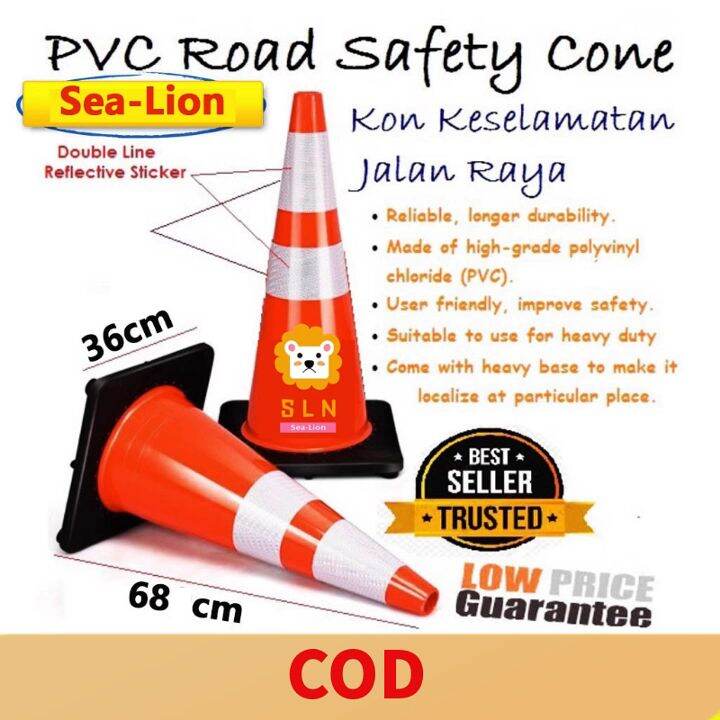 【COD】 DOUBLE LINE Heavy Duty Safety Cone /Traffic Cone 68cm Safety Cone ...