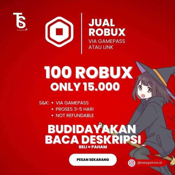 Jual 100 Robux Roblox Topap Topup | Lazada Indonesia