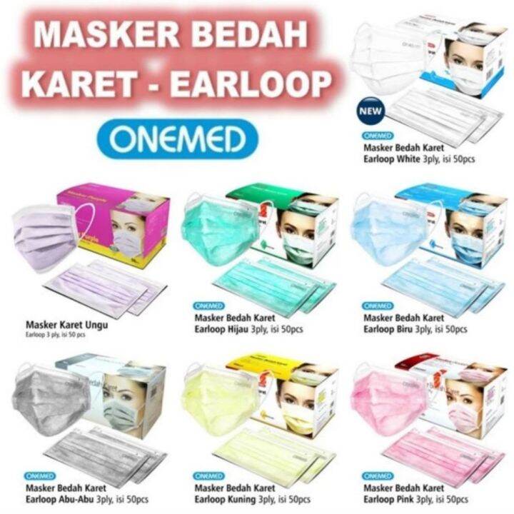 masker earloop onemed masker bedah karet onemed BOX 50 pcs | Lazada ...