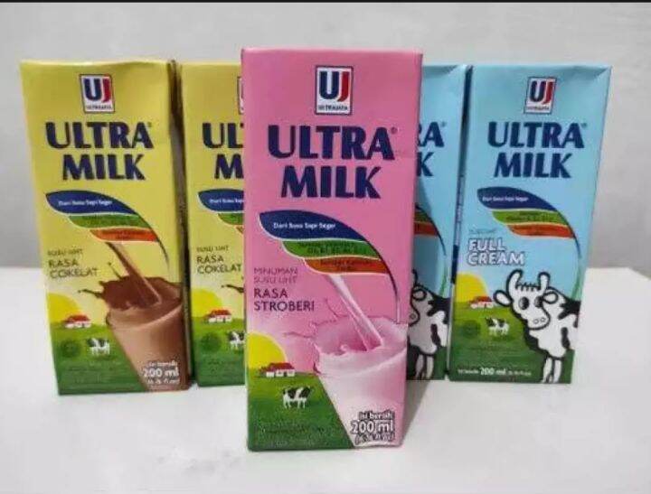 ( 1Dus ) Ultra milk susu UHT 200ml & 125ml - rasa stroberi,fullcream,coklat isi 24 & 40pcs ...