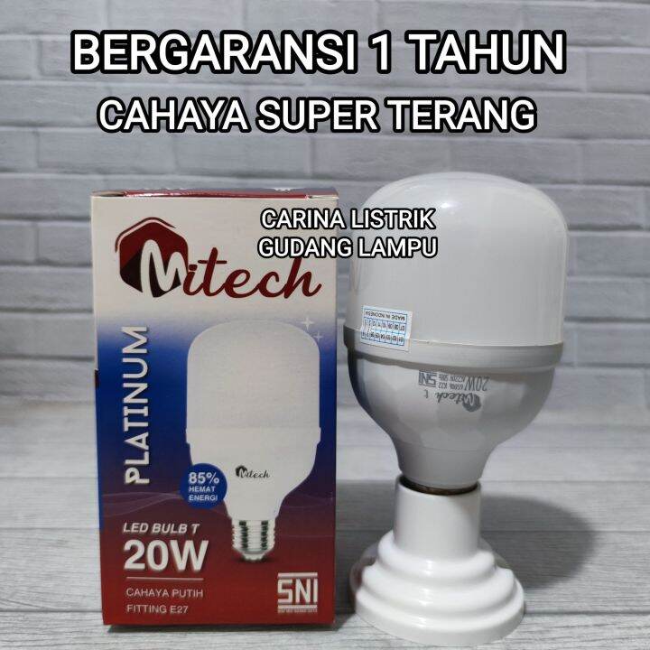 MITECH PLATINUM LAMPU LED T BULB 20W CAPSULE SNI BERGARANSI | Lazada ...