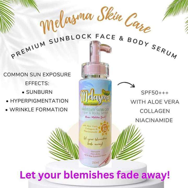 Melasma Skincare Premium Sunblock Serum for face & body 250ml spf50 ...