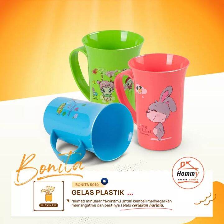 GELAS GAGANG PLASTIK LUCU / GELAS ANAK HOMMY KARAKTER | Lazada Indonesia