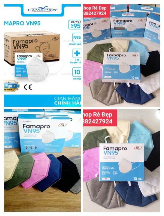 combo 5 hộp (50 cái) khẩu trang y tế VN95. hãng Nam Anh famapro | Lazada.vn