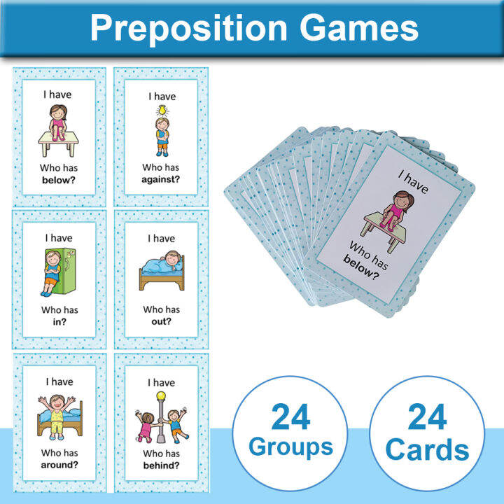 Preposition Card Game Kids Educational Flash Cards Set Learn English ...