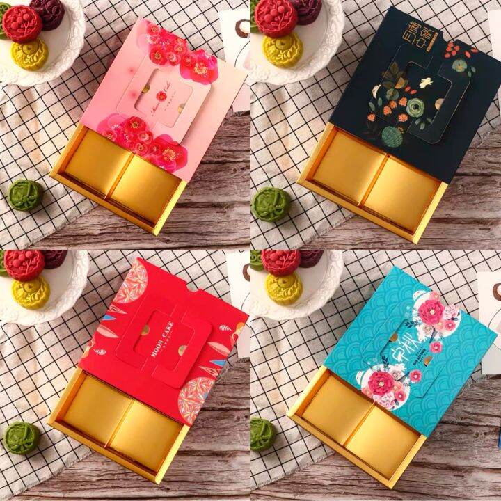 Pink-Red-Dark Blue-Tiffany Blue Mooncake Box 4 holes/Gift Box/Kek Kotak ...