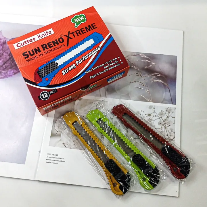 Pisau Kater Sunreno Isi 12 pcs Cutter Super Tajam Kemasan Bok | Lazada ...