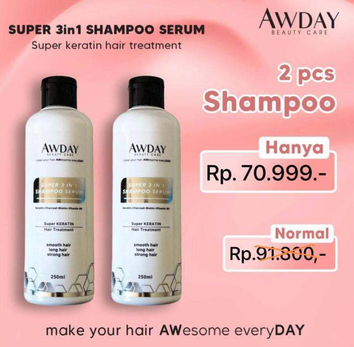 Paket 2 botol shampoo awday super keratin 3in1 | Lazada Indonesia