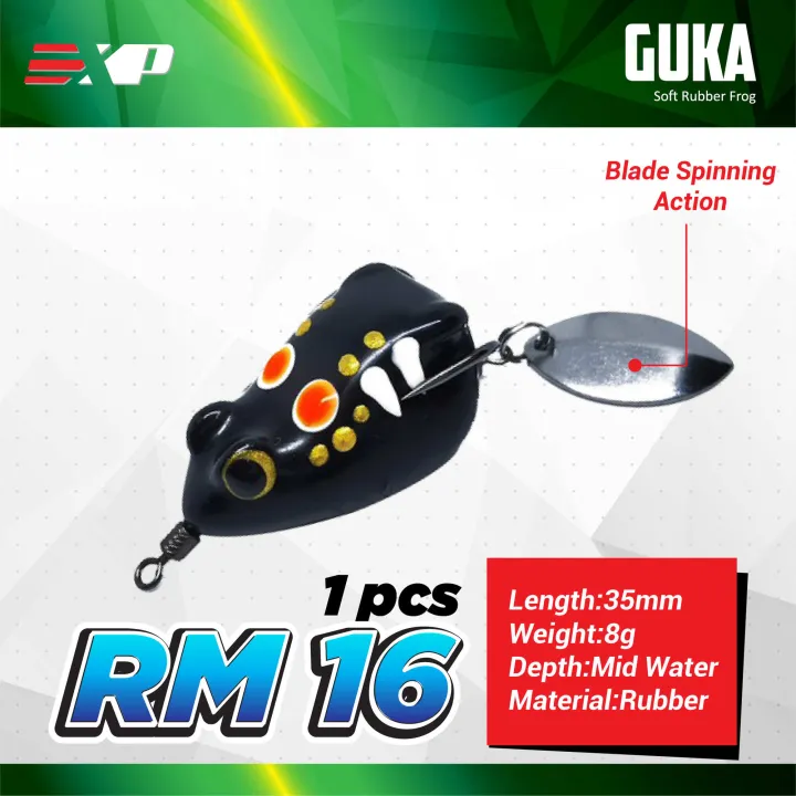 EXP Guka Frog Rubber Frog Soft Body Lure soft frog umpan casting haruan toman katak tiruan palsu ...