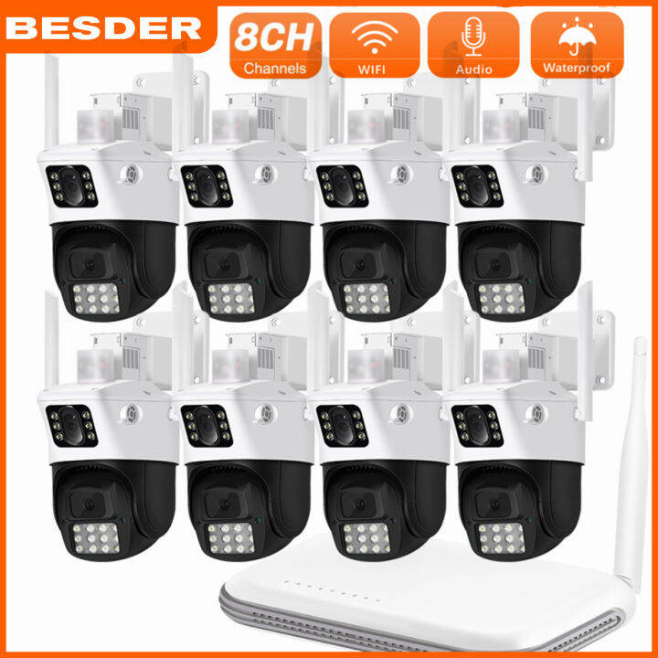 BESDER 8CH Mini NVR 8MP IP Camera 4K WiFi Camera Dual Lens Dual Screen ...