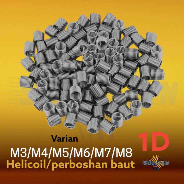 helicoil recoil perbosan baut tipe 1D M3 m4 m5 m6 m7 M8 | Lazada Indonesia