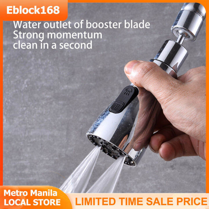 Kitchen 3 Mode Adjustable Faucet 360° Rotating Booster Faucet Sprayer ...
