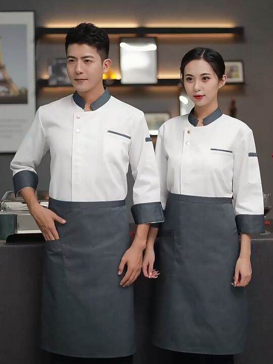 M-XL Ready Stock Chef Uniform For Men Catering uniform long sleeve Chef ...