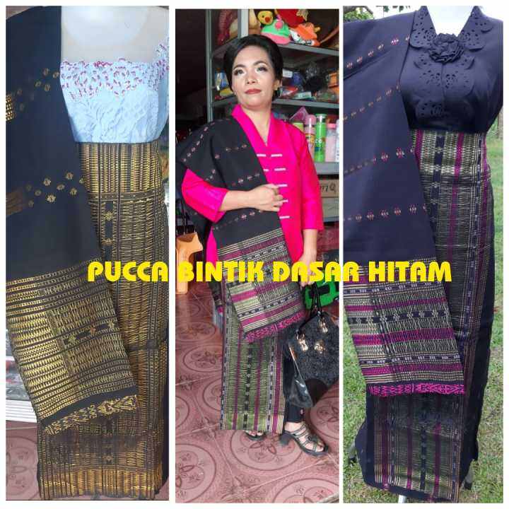 KAIN SONGKET BATAK HITAM SONGKET PUCCA BINTIK HITAM SARUNG SELENDANG BATAK TENUN TANGAN TARUTUNG ...