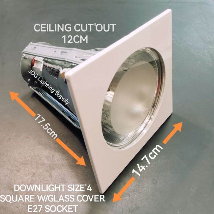 PINLIGHT SIZE'4 SQUARE W/GLASS COVER E27 SOCKET | Lazada PH