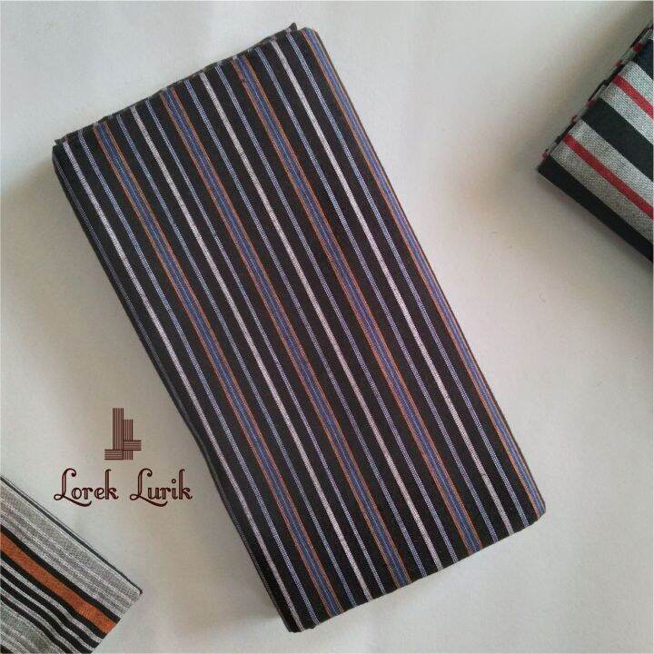 Kain Lurik Biru Hitam Abu / Kain Lurik Tenun Garis Hitam Biru | Lazada ...