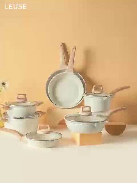 LEUSE Non Stick Frying Pan 4 pcs kitchen set Kawali wok pot milk pot ...