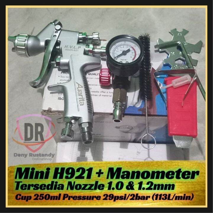 Spray Gun Auarita H921 Mini HVLP Plus Manometer Tekanan Angin | Lazada ...