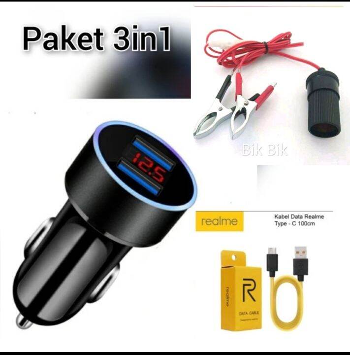 Paket Socket lighter + USB charger Hp di motor dan mobil + Cable usb ...
