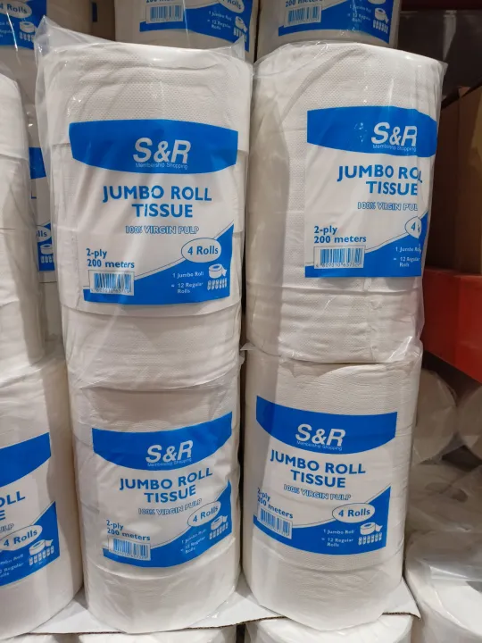 S&R Jumbo Roll Tissue 2-Ply 100% Virgin Pulp 4 rolls | Lazada PH