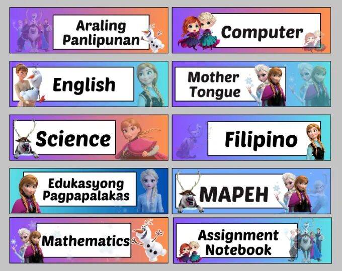 Subject Stickers Frozen Design | Lazada PH